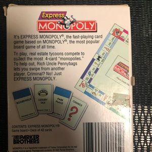 Parker Brothers | Toys | 993 Monopoly Express Card Game Mint 521 3 Or ...